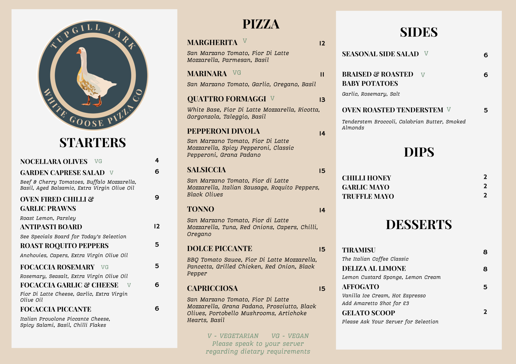 Menù – The White Goose